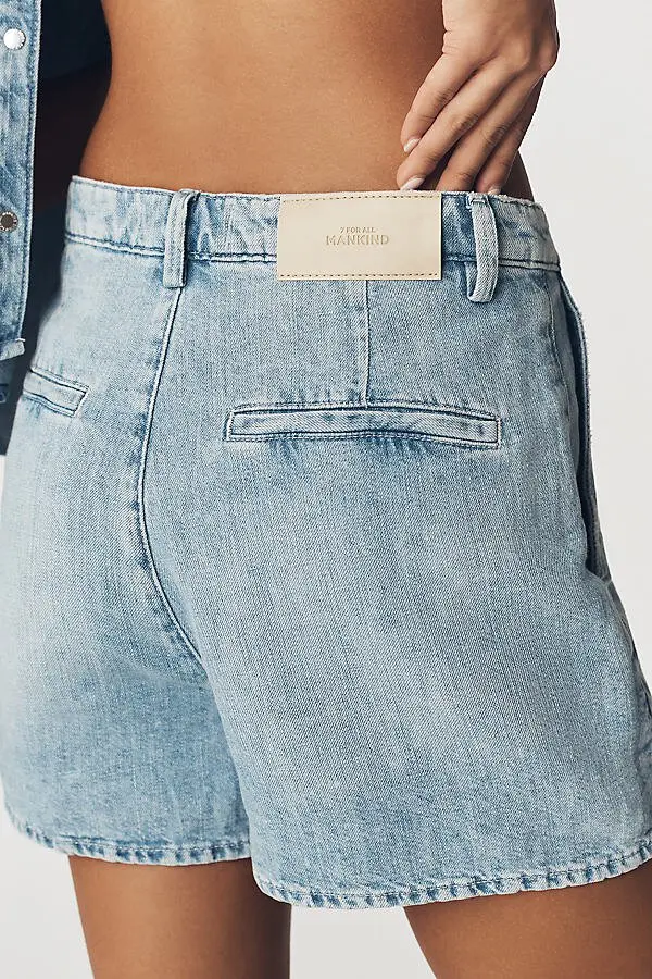 7 For All Mankind Cotton Linen Blend Shorts - Iris