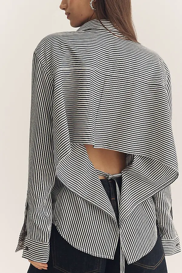 AGOLDE Theo Open-back Buttondown Shirt - Solene Stripe