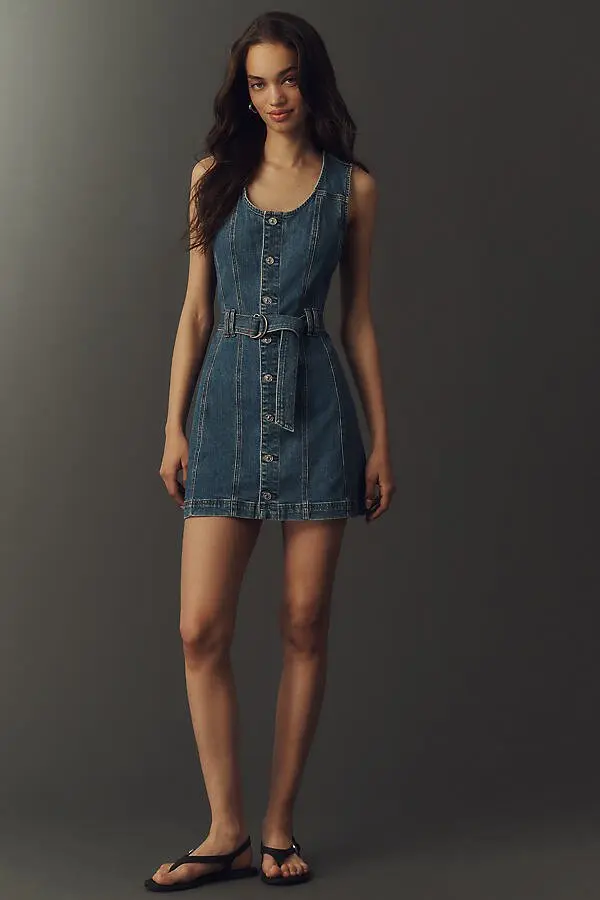 Paige Maxine Belted Denim Mini Dress - Seafare