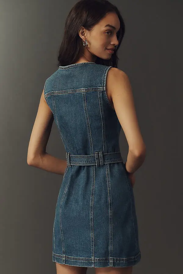 Paige Maxine Belted Denim Mini Dress - Seafare | Editorialist