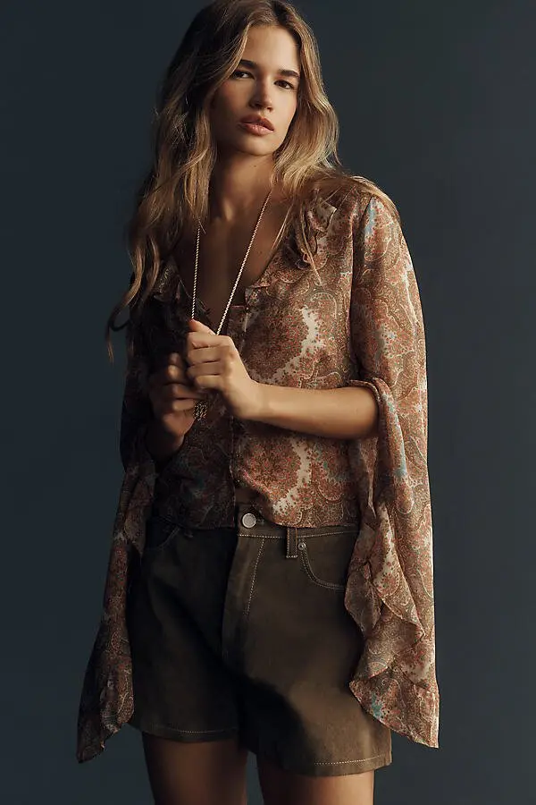 Paige Eve Statement Sleeve Silk Blouse