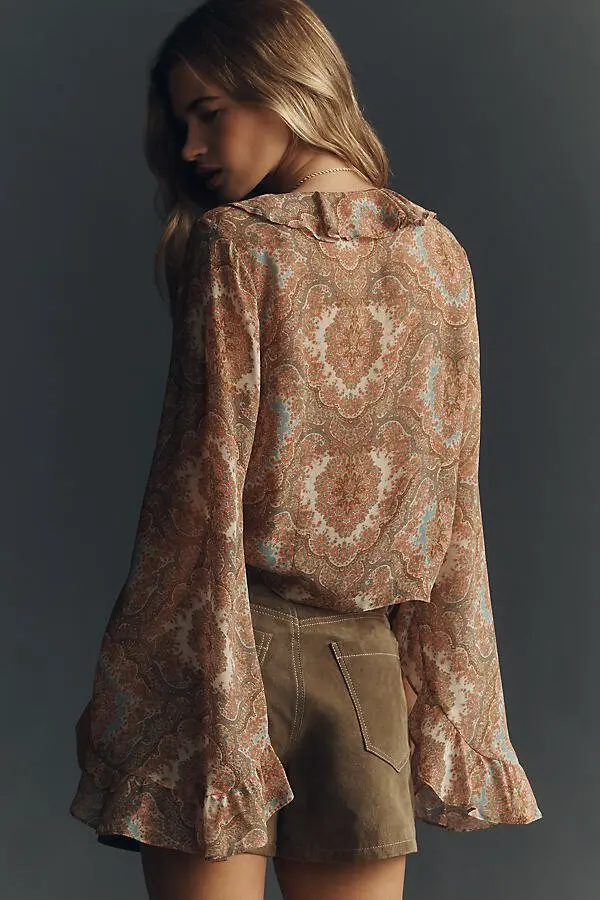 Paige Eve Statement Sleeve Silk Blouse