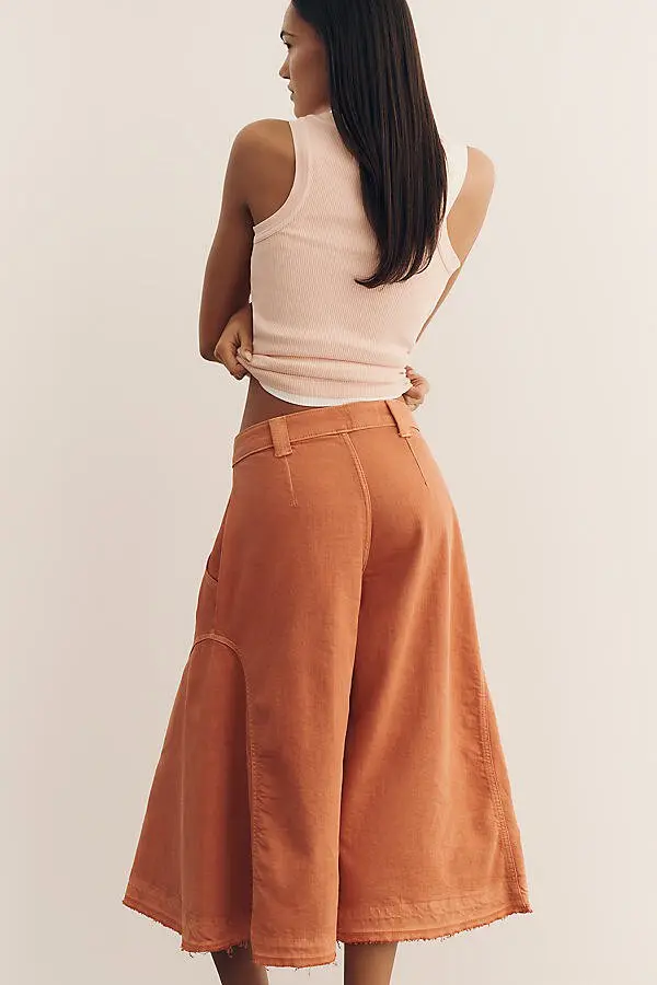 PILCRO Regenerative Cotton Circle Crop High-rise Culotte Jeans