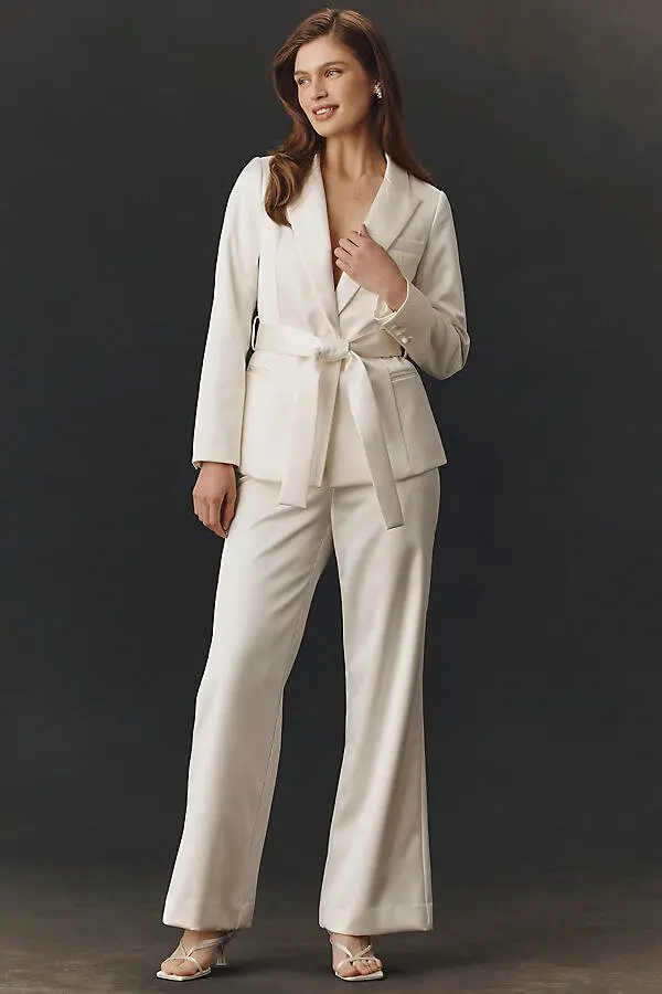 Bhldn Satin Fitted Blazer Jacket