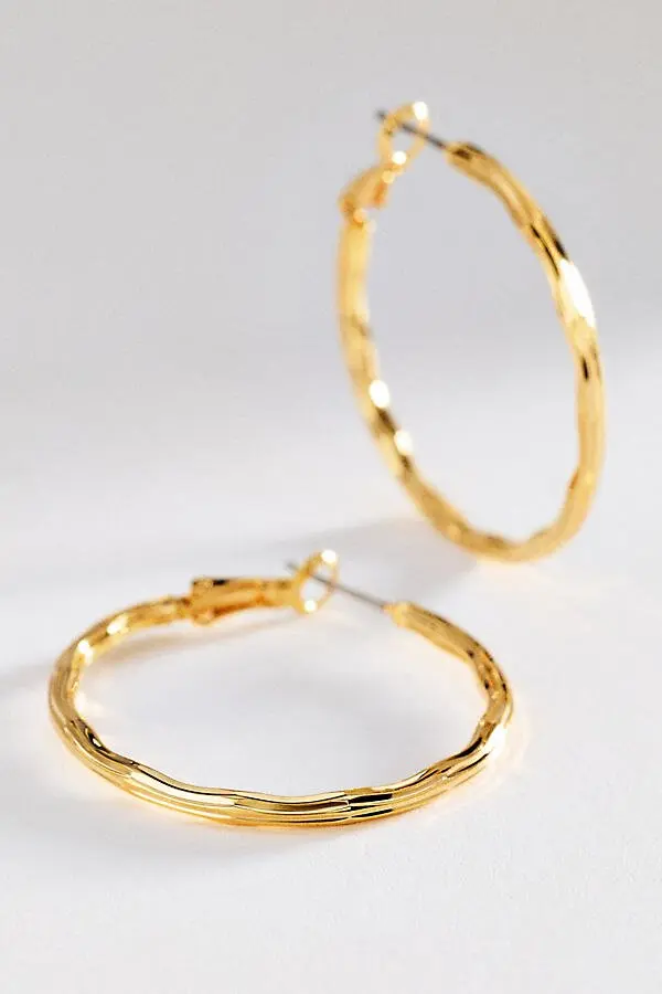 Anthropologie Textured Hoop Earrings - Gold