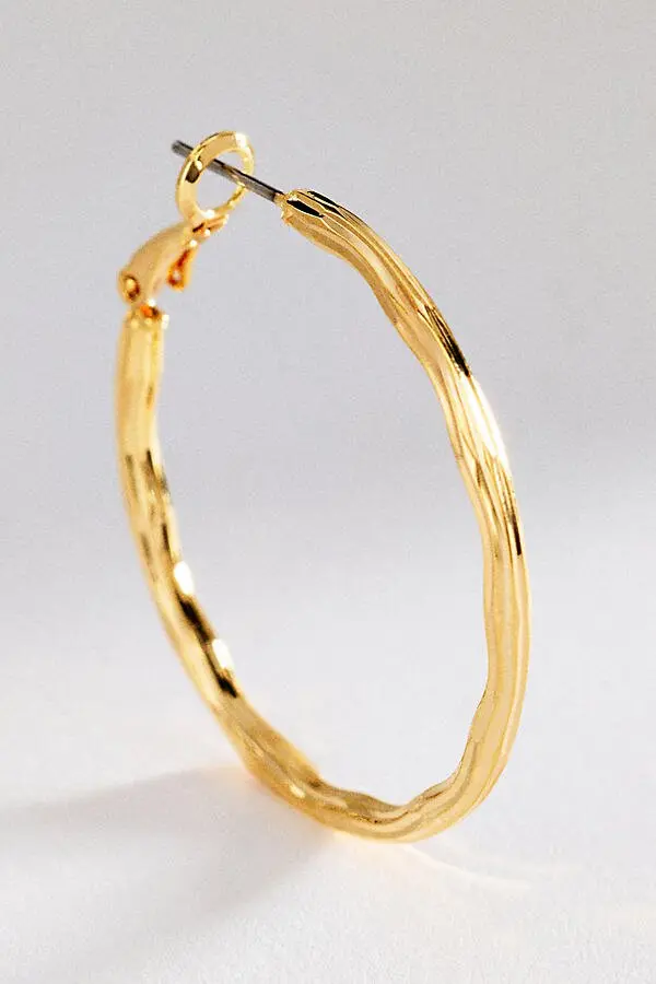 Anthropologie Textured Hoop Earrings - Gold