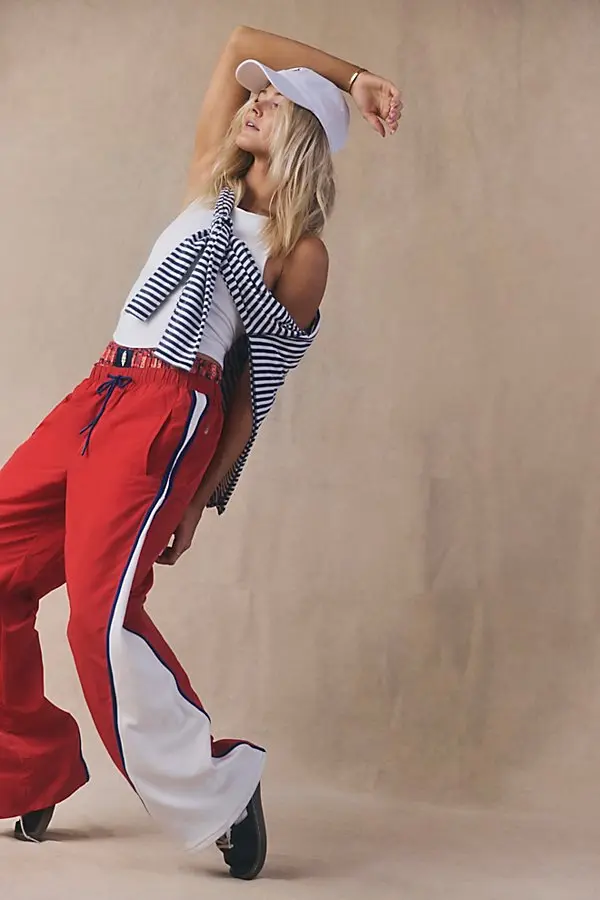 Free People Retro Rider Fleece-lined Pants - Victory Red