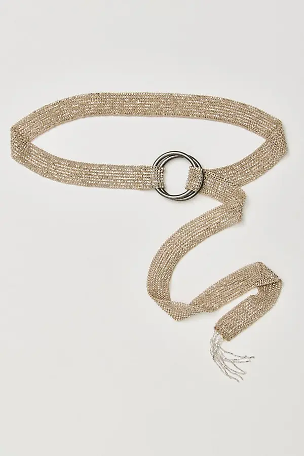 Free People Breezy Beaded Wrap Belt - Champagne