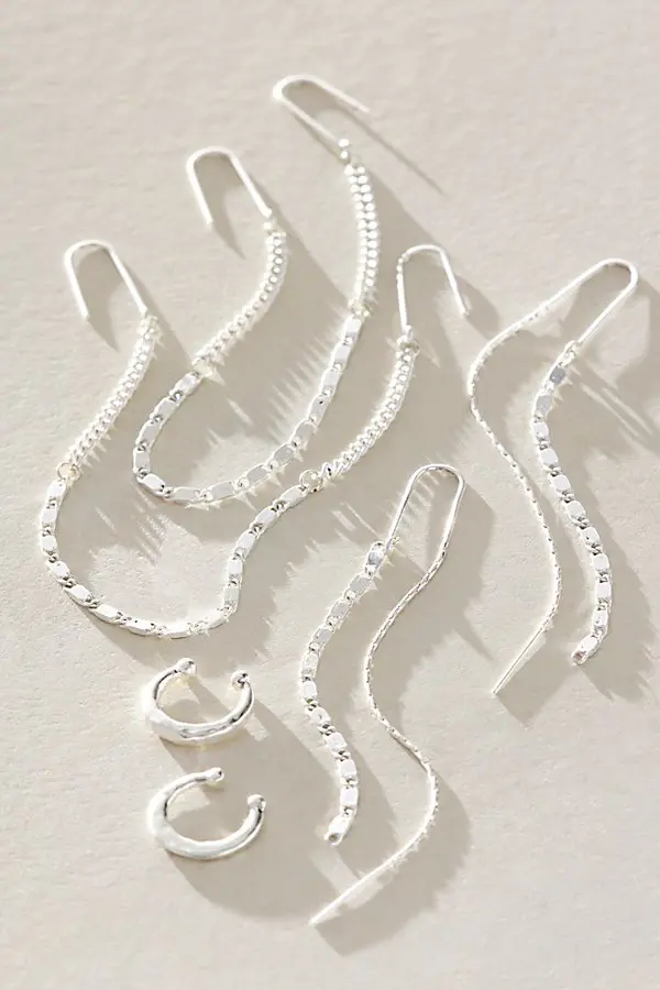 Free People Lola Threader Earring Set - Silver