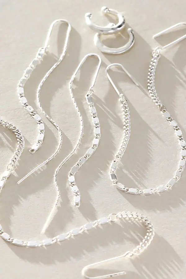 Free People Lola Threader Earring Set - Silver