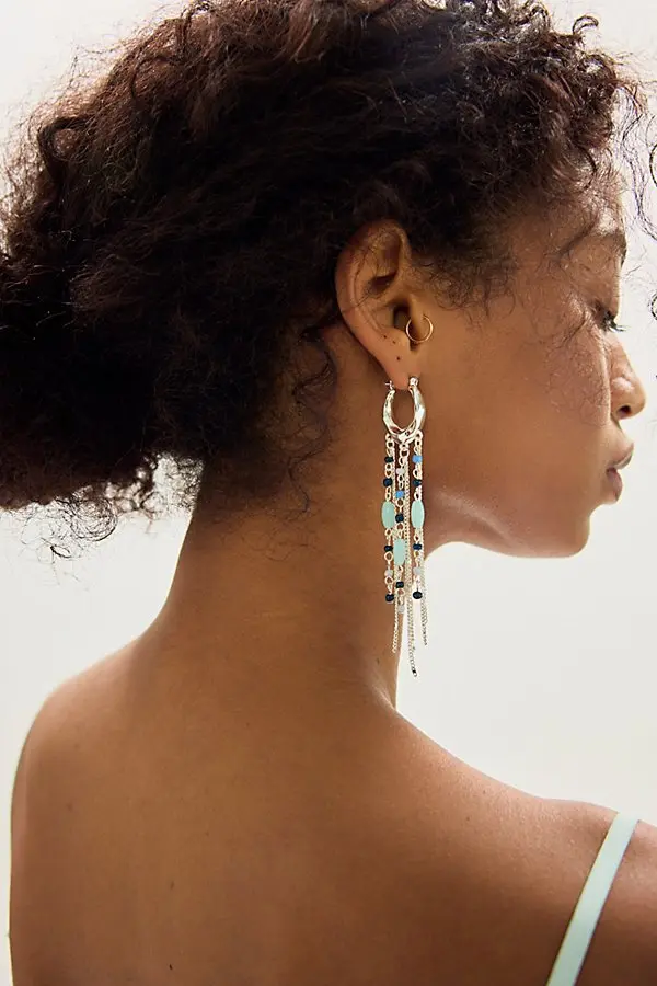 Free People Skye Hoop Dangle Earrings - Silver
