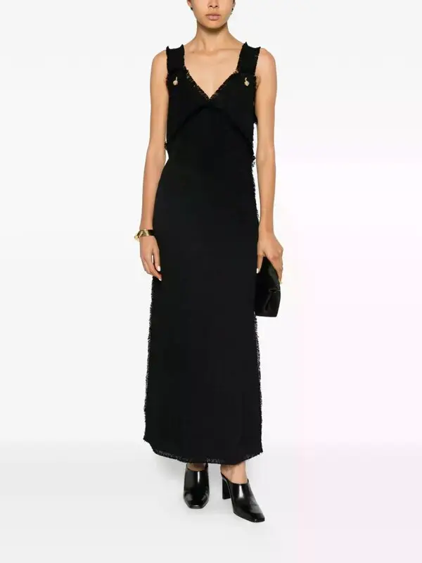 TOTEME Frayed V-neck Midi Dress