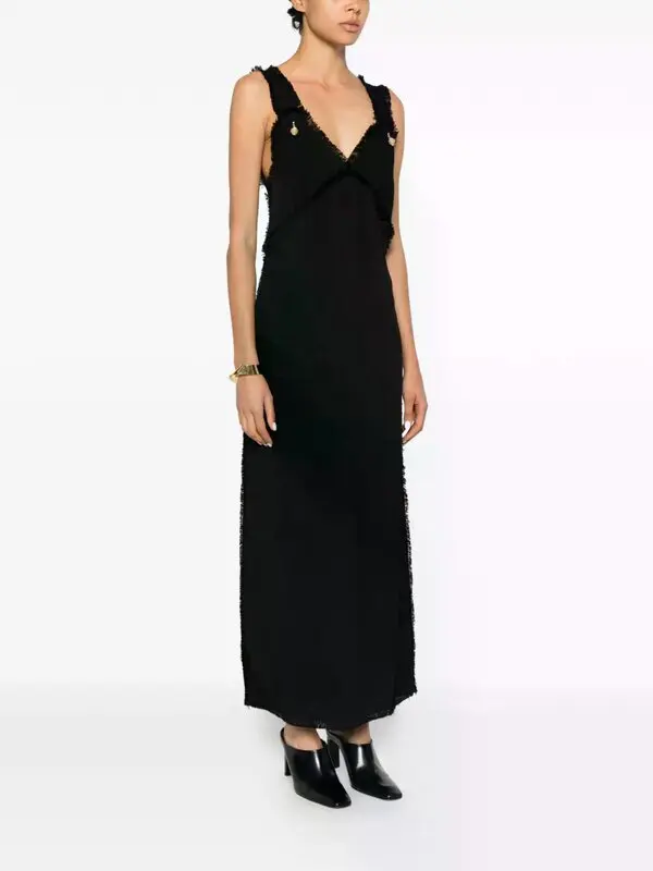 TOTEME Frayed V-neck Midi Dress