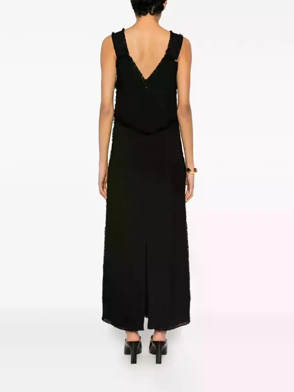 TOTEME Frayed V-neck Midi Dress