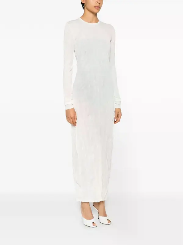TOTEME Crinkled Knit Long-sleeve Maxi Dress - White