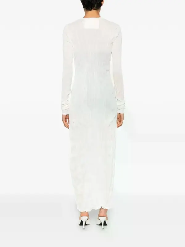 TOTEME Crinkled Knit Long-sleeve Maxi Dress - White