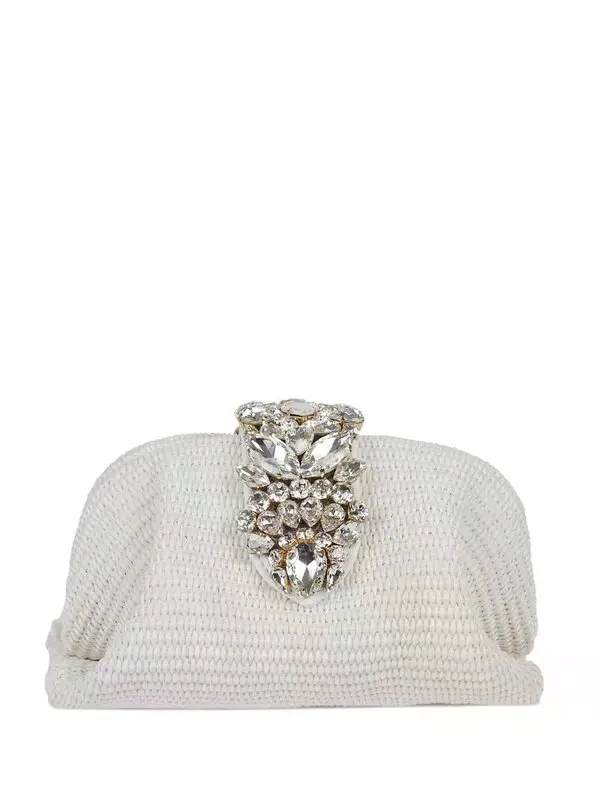 GEDEBE Crystal-embellished Woven Clutch - White