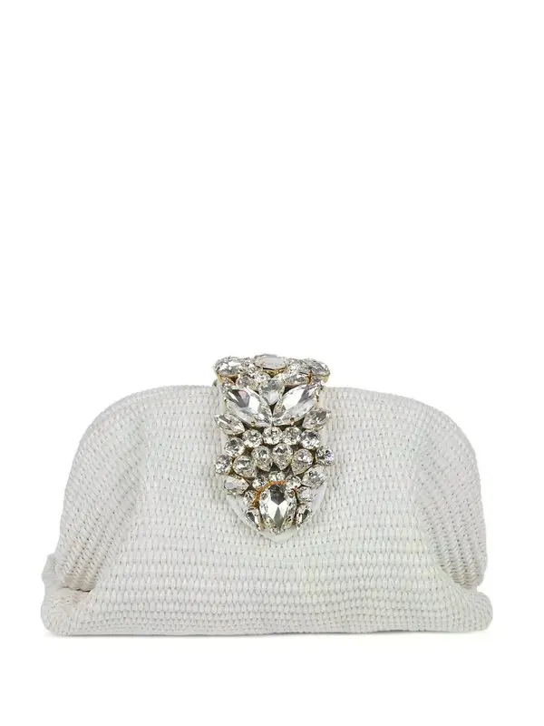 GEDEBE Crystal-embellished Woven Clutch - White
