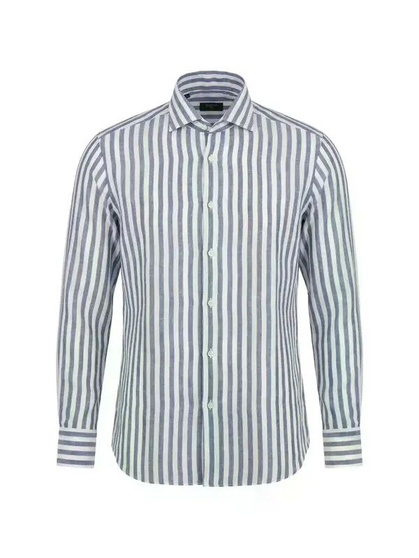 BARBA NAPOLI Striped Cotton Shirt - Blue