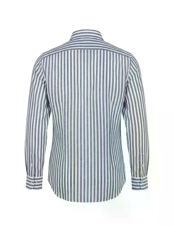 BARBA NAPOLI Striped Cotton Shirt - Blue