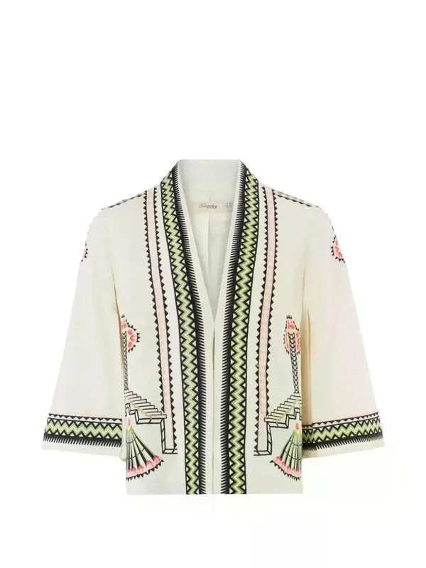 TEMPERLEY LONDON Avalon Embroidered Linen Jacket - Neutrals