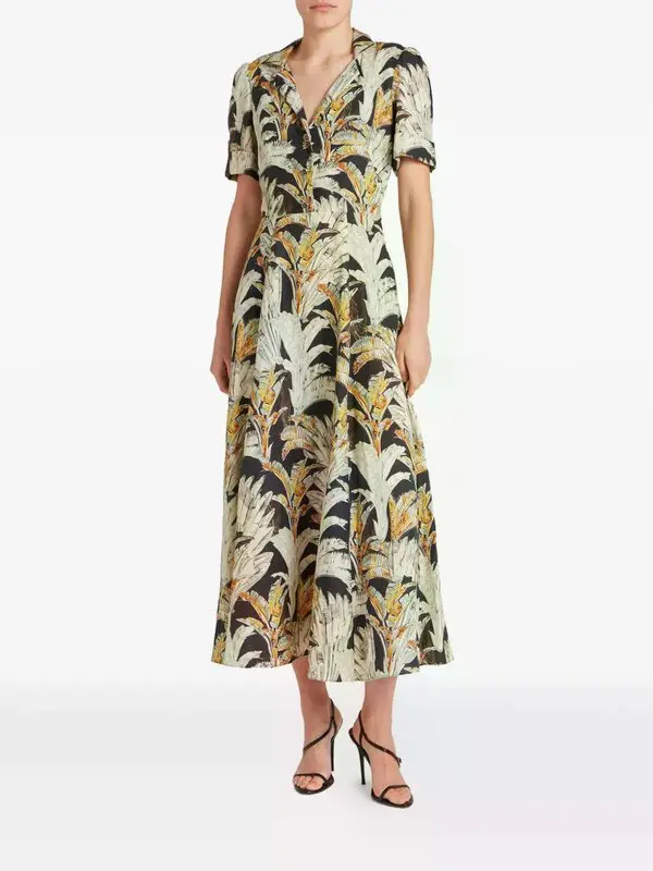 TEMPERLEY LONDON Baxter Palm Leaf-print Dress - Black