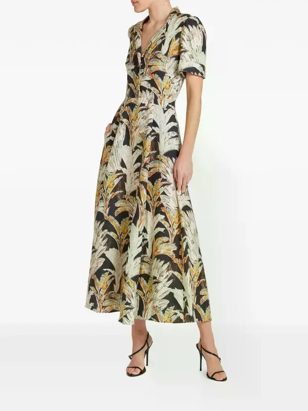 TEMPERLEY LONDON Baxter Palm Leaf-print Dress - Black