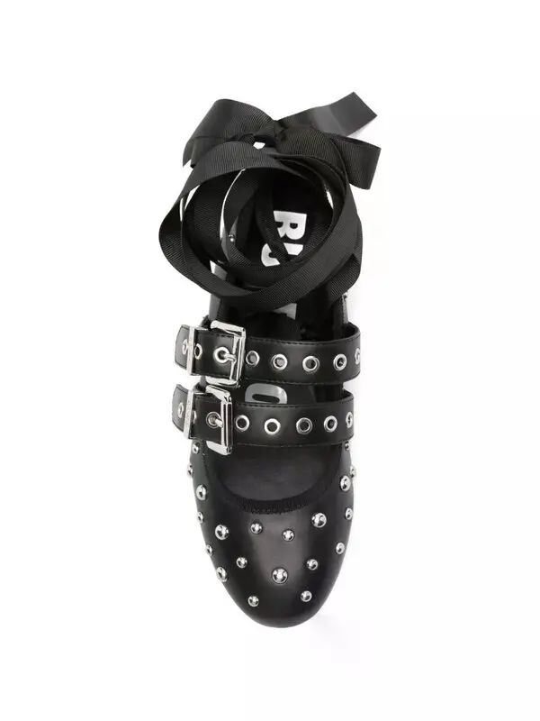BUFFALO Stud-embellished Buckled Ballet Flats