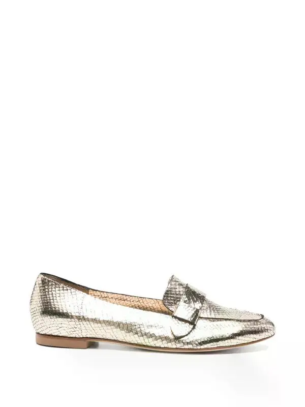 ANNA F. Snakeskin-effect Metallic Loafers