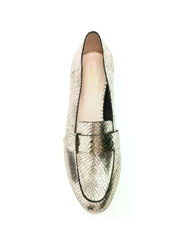 ANNA F. Snakeskin-effect Metallic Loafers