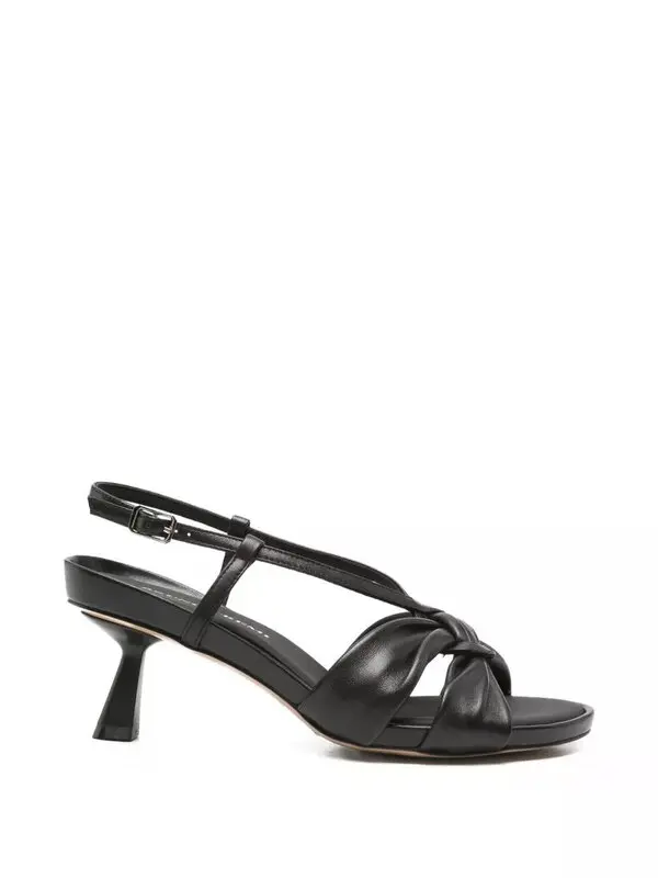 BRUNO PREMI Knotted Leather Slingback Sandals - Black