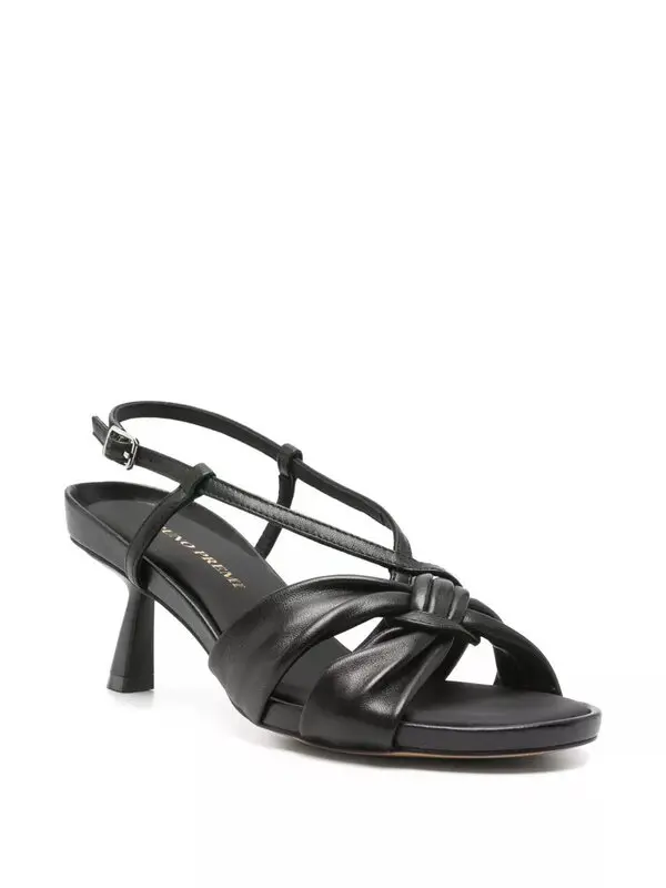 BRUNO PREMI Knotted Leather Slingback Sandals - Black