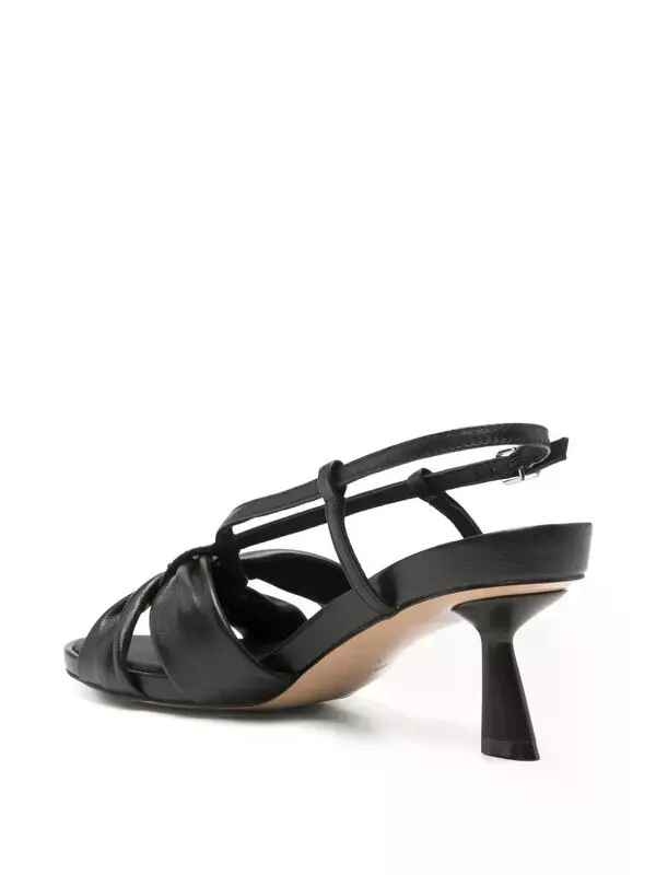 BRUNO PREMI Knotted Leather Slingback Sandals - Black