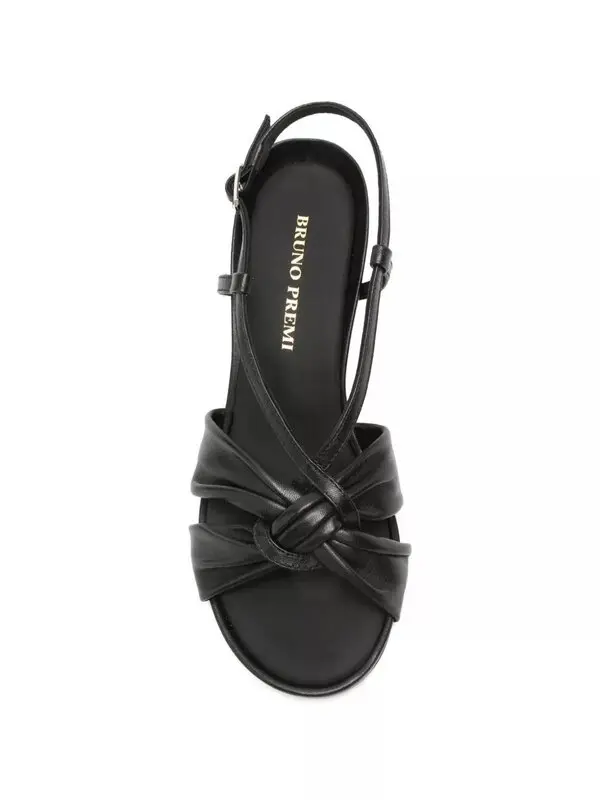 BRUNO PREMI Knotted Leather Slingback Sandals - Black