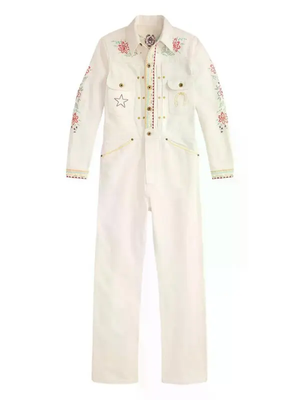 Ralph Lauren Embroidered Cotton-linen Blend Jumpsuit - White