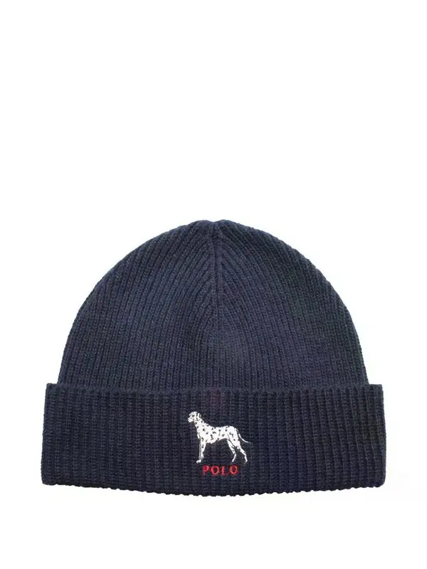 Polo Ralph Lauren Dalmatian-motif Ribbed-knit Beanie - Blue