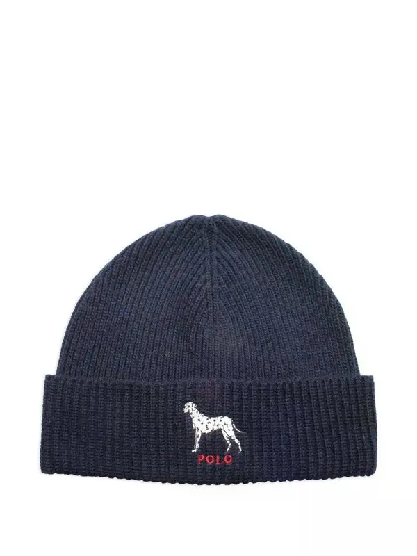 Polo Ralph Lauren Dalmatian-motif Ribbed-knit Beanie - Blue