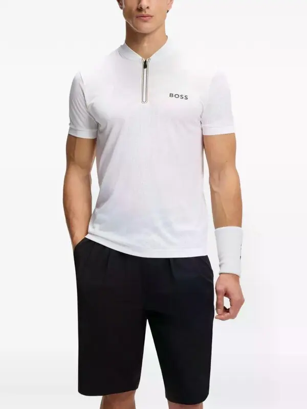BOSS Bodymapping-jersey Slim-fit Polo Shirt With Zip Neck - White