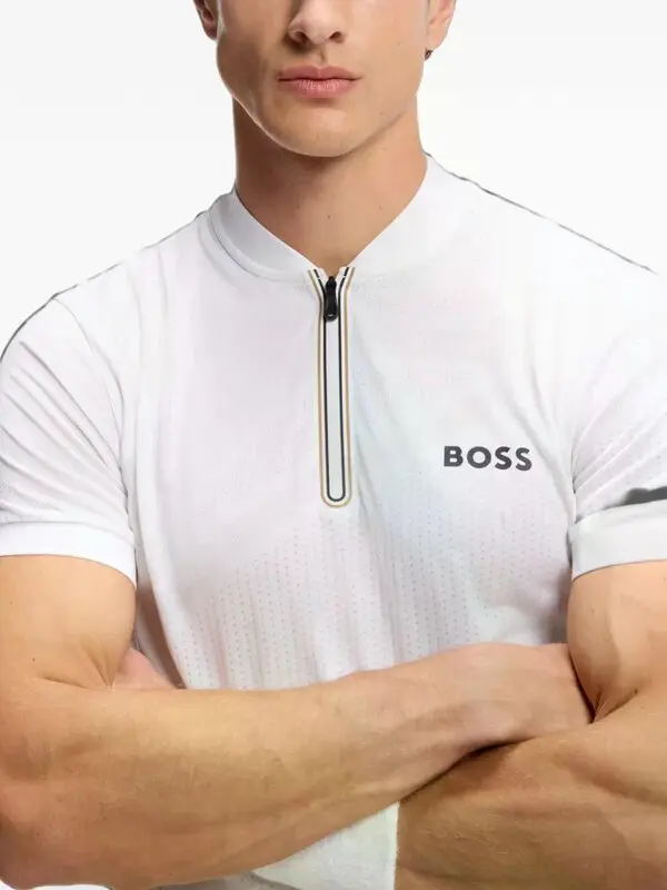 BOSS Bodymapping-jersey Slim-fit Polo Shirt With Zip Neck - White