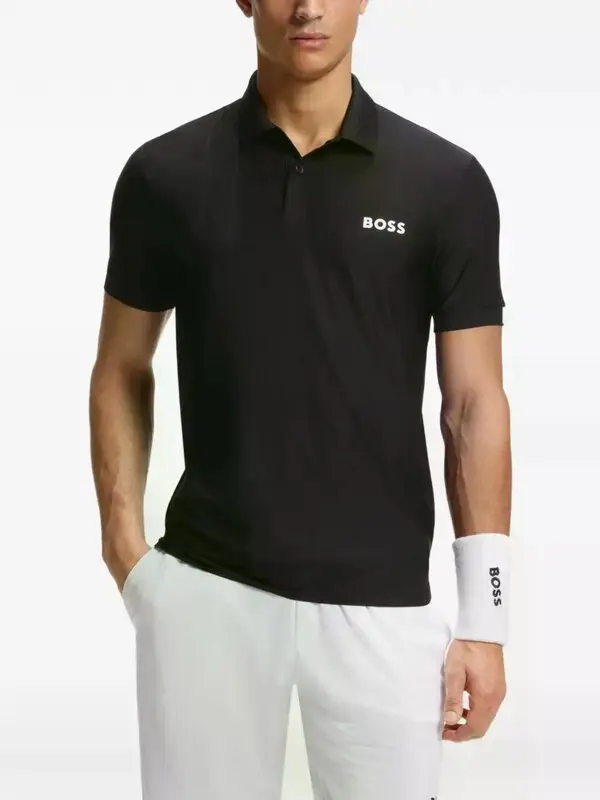BOSS Active Stripe-jersey Slim-fit Polo Shirt With Four-way Stretch