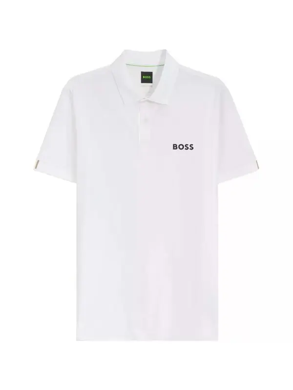 BOSS Active Stripe-jersey Slim-fit Polo Shirt With Four-way Stretch - White