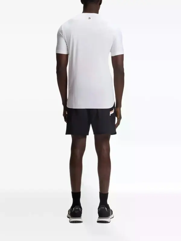 BOSS Active Jacquard-stripe Slim-fit T-shirt With Logo Print - White