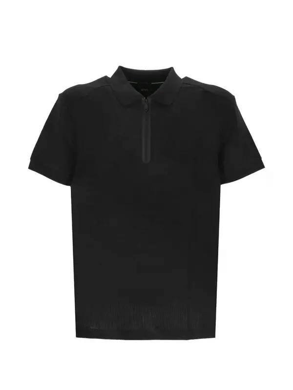 BOSS Zip-fastening Mesh Polo Shirt - Black