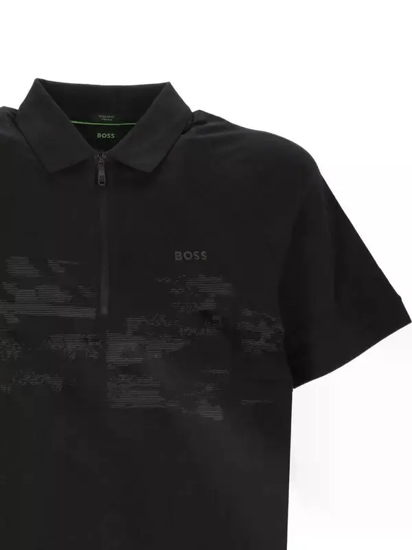 BOSS Graphic-print Quarter-zip Polo Shirt