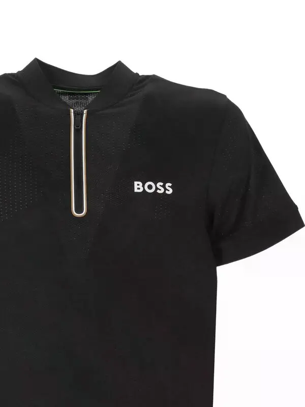 BOSS Perforated Zip-up Polo Shirt