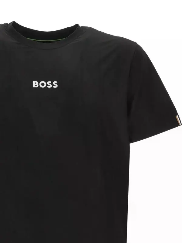 BOSS Active Jacquard-stripe Slim-fit T-shirt With Logo Print