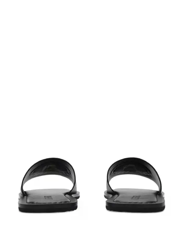 Burberry Leather Knight Stamp Slides - Black
