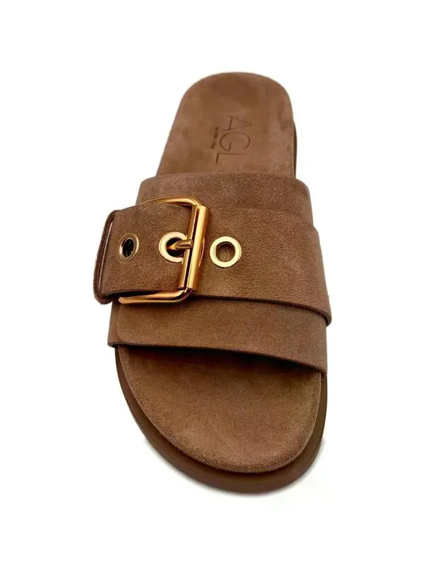 Agl Cristina Buckle-fastening Slides - Neutrals