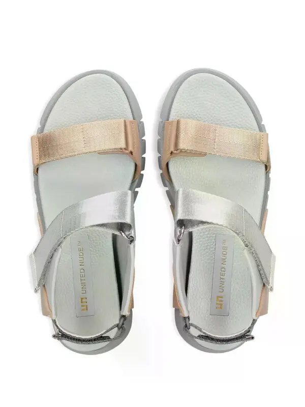 United Nude Delta Run Panelled Metallic Sandals - Neutrals