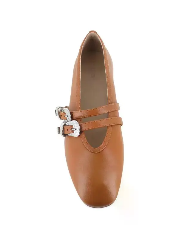 Le Monde Beryl Buckle-strap Ballet Flats - Brown